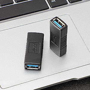 SAISN USB 3.0 Connector Female to Female Adapter USB 3.0 Coupler Adapter Converter Bridge Extension Coupler (Pack of 3, Black)