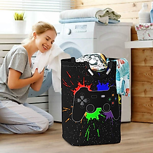Gbuzozie Game Joystick Laundry Hamper Storage Basket Toys Clothes Organizer Bin For Home Bathroom Bedroom Dorm Nursery, 52l