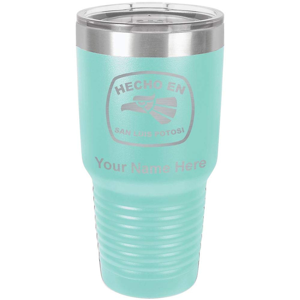 LaserGram 30oz Vacuum Insulated Tumbler Mug, Hecho en San Luis Potosi, Personalized Engraving Included (Teal)