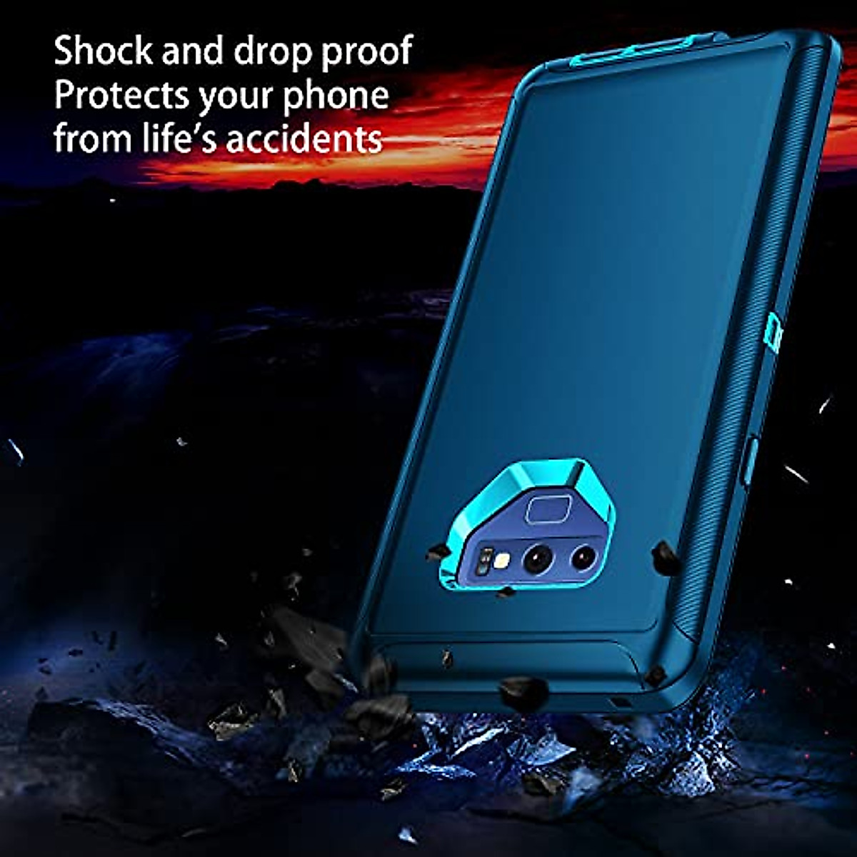 Regsun for Galaxy Note 9 Case,Shockproof 3-Layer Full Body Protection [Without Screen Protector] Rugged Heavy Duty High Impact Hard Cover Case for Samsung Galaxy Note 9,Turquoise