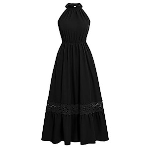 Sundresses for Women, Mexican Dress Women Country Dresses to Wear with Boots Summer Vestido Corto Sin Mangas para Mujer White Floral Dresses Long Sleeve Cocktail Dresses Wedding (XL, Black)