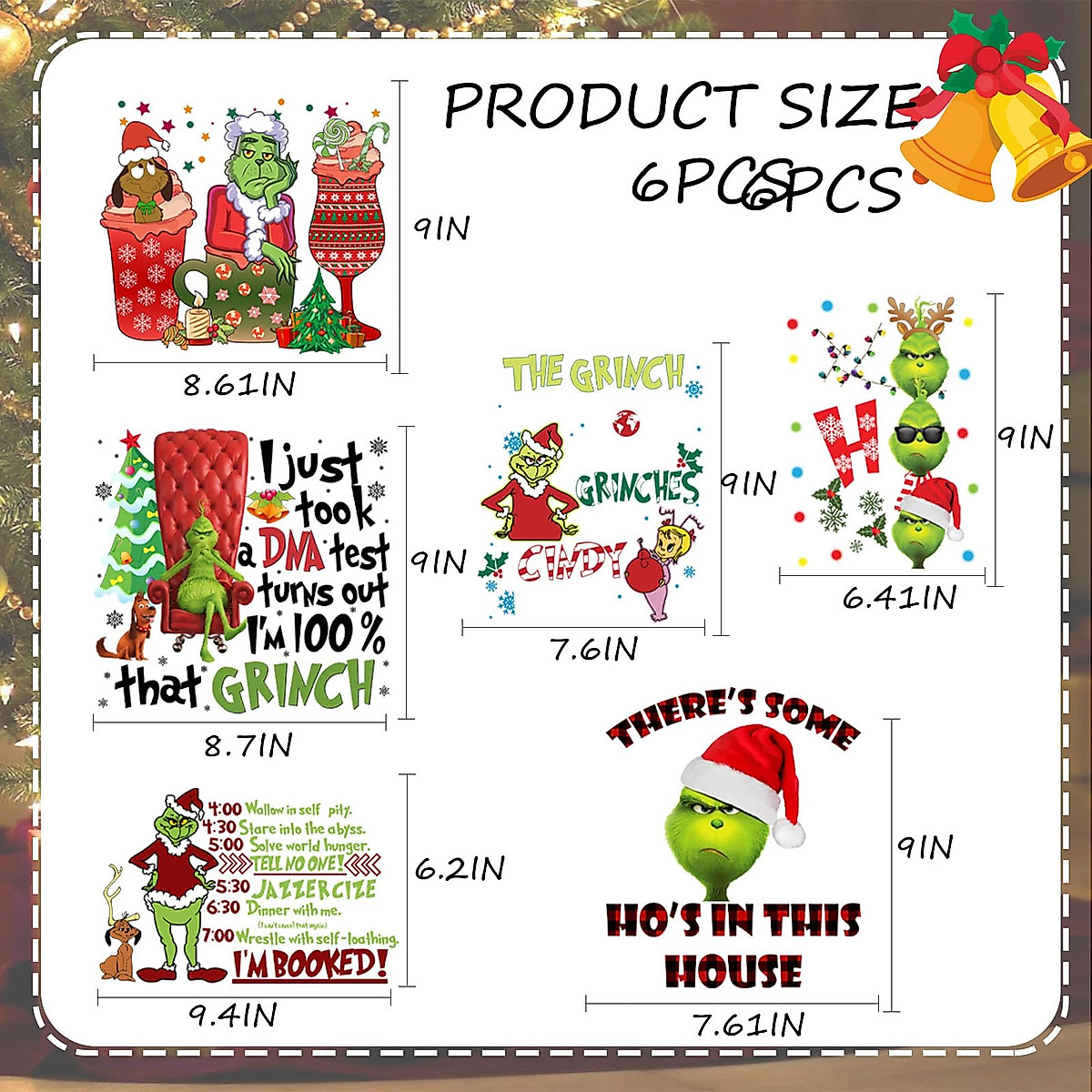 ArtCentury 6PCS Christmas Iron on Transfers, Iron on Decals for T Shirts Iron on Transfers Dtf Transfers Ready to Press Heat Transfer Designs Screen Print Transfers Ready to Press Iron on Shirt Decals