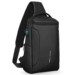 MARK RYDEN Sling Backpack for Men, Waterproof Shoulder Bag with USB Charging Port and Adjustable Strap, Holds 9.7 Inch ipad, Sling Bag for Traveling, Sporting, Cycling, Daily