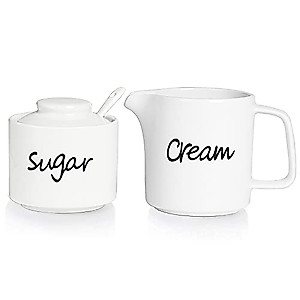 ONTUBE Porcelain Sugar bowl and Creamer Set of 3,White