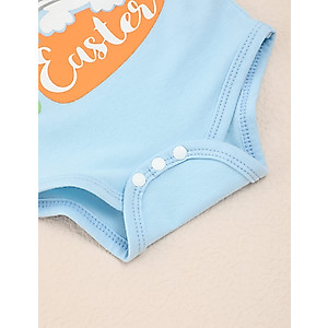 Gavol My First Easter Baby Boy Outfit Rabbit Romper+Stripe Pants +Rabbit Ear Hat 3pcs Clothing Set 0-12months