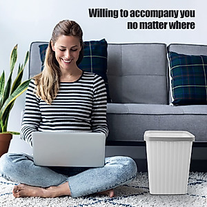 Eooch 2 Gallon Slim Trash Can with Pressing Ring, Plastic Wastebasket Garbage Container Bin for Bathroom, Kitchen, Bedroom, Office,2 Pack(White+White)