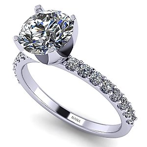 NANA Jewels Round 3.00ct Simulated Diamond Zirconia Engagement Ring Round Cut Solitaire in Silver with 7 Size