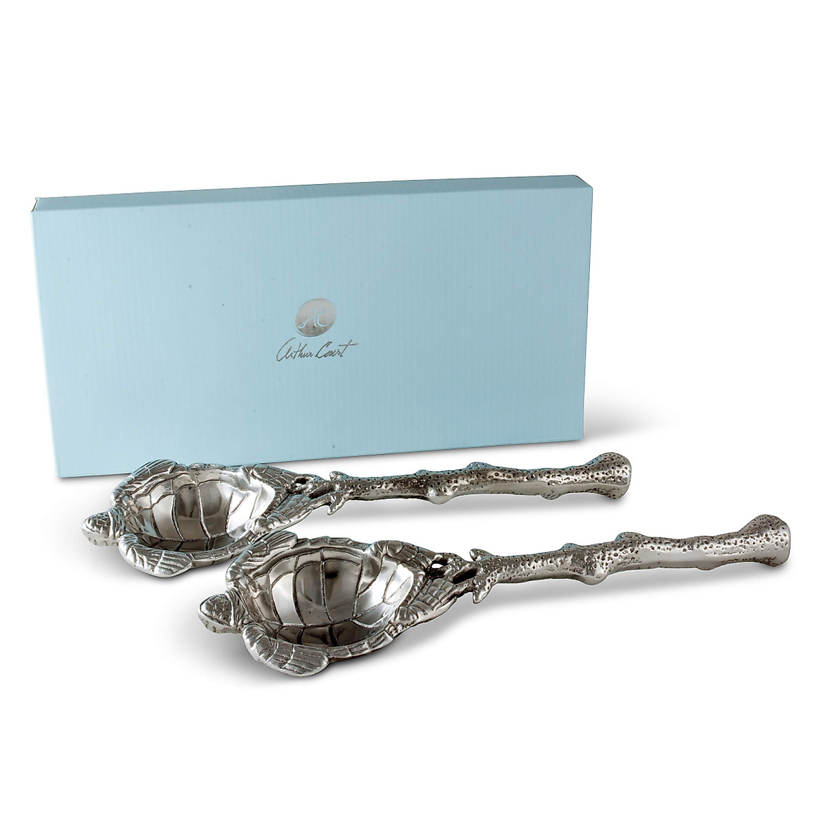 Arthur Court Salad Servers Sea Turtle Metal Pair Ocean Coastal Table 2 pieces Cast Aluminum 11.5 inch Long
