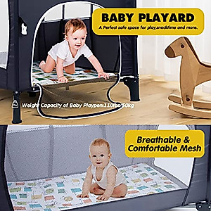 PEARLOVE Baby 5-in-1 Pack and Play, Baby Bedside Sleeper with Bassinet, Bassinet Bedside Crib with Mattress, Diaper Changer, Playard and Music Box, Portable Crib for Newborn to Toddles