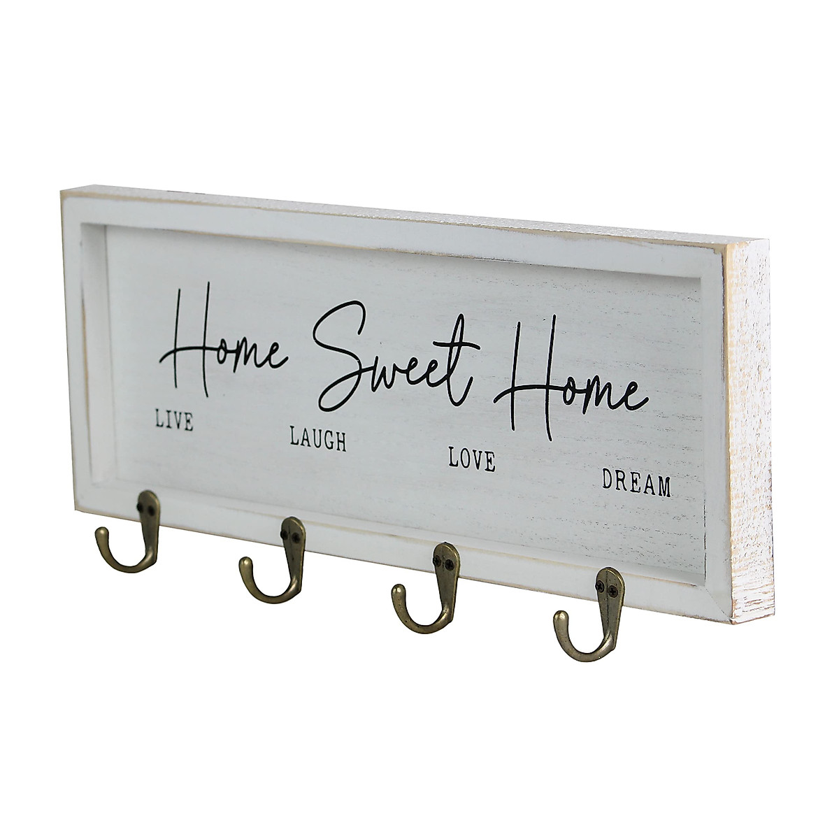 Windy Hill Collection 15" x 8" x 2" Home Sweet Home White 4 Hooks Holder Rack Wall Mounted Sign 107140