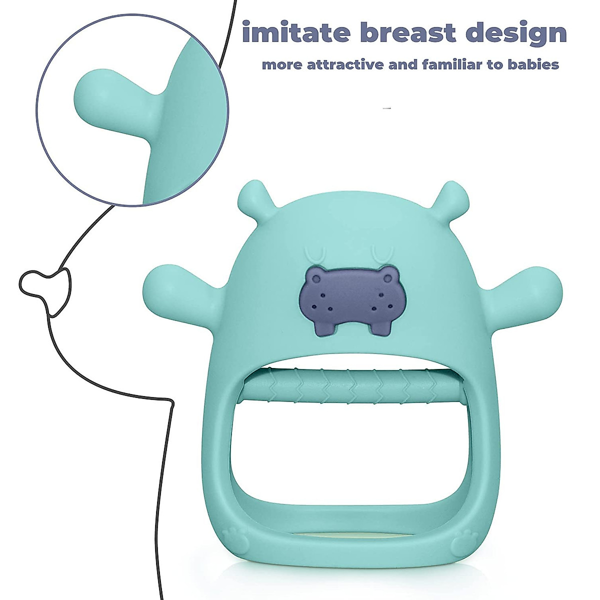 Towwi Teething Toys for Babies 0-6 Months Never Drop Hippo Teething Toys for Babies 6-12 Months Infants, Baby Chew Toys for Sucking Needs, Hand Pacifiers Baby Toys 6 to 12 Months