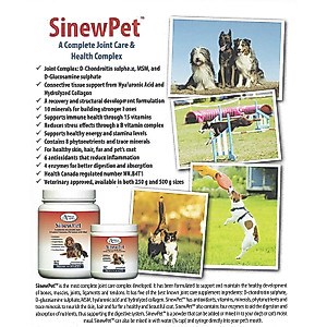 Omega Alpha Pets - Performance & Mobility-A Complete Joint Care and Health Complex + D-Chondroitin, D-Glucosamine, MSM, Hyaluronic Acid & Collagen- SinewPet-500g (One Bottles)