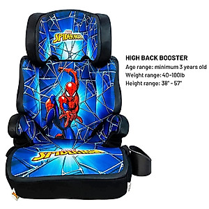 KidsEmbrace Marvel Spider Man High Back Toddler Car Seat Convertible to Backless Booster with Cup Holder and Adjustable Seat Belt, Blue