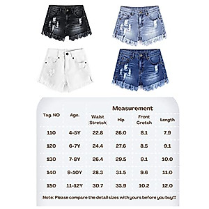 Arshiner Girls Denim Hot Shorts Casual Summer Mid Waisted Short Pants with Pockets 7-8 Years