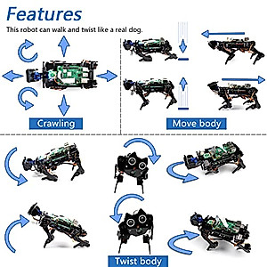FREENOVE Robot Dog Kit for Raspberry Pi 4 B 3 B+ B A+, Walking, Self Balancing, Ball Tracing, Face Recognition, Ultrasonic Ranging, Camera Servo (Raspberry Pi NOT Included)