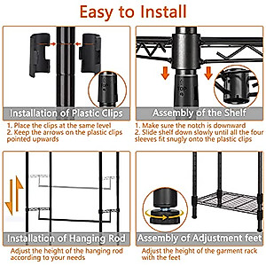 Soywey Heavy Duty Wire Garment Rack, Clothing Rack Clothes Rack for Hanging Clothes Metal Free Standing Clothes Rack Wire Metal Clothing Rack Closet（Black）