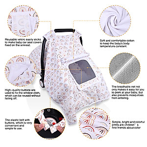 Baby Car Seat Covers for Boys Girls, Infant Stroller Cover, Carseat Canopy with Peep Windows and Breathable Mesh for All Seasons, Adjustable, Universal Fit, Soft Warm Velvet Fabric