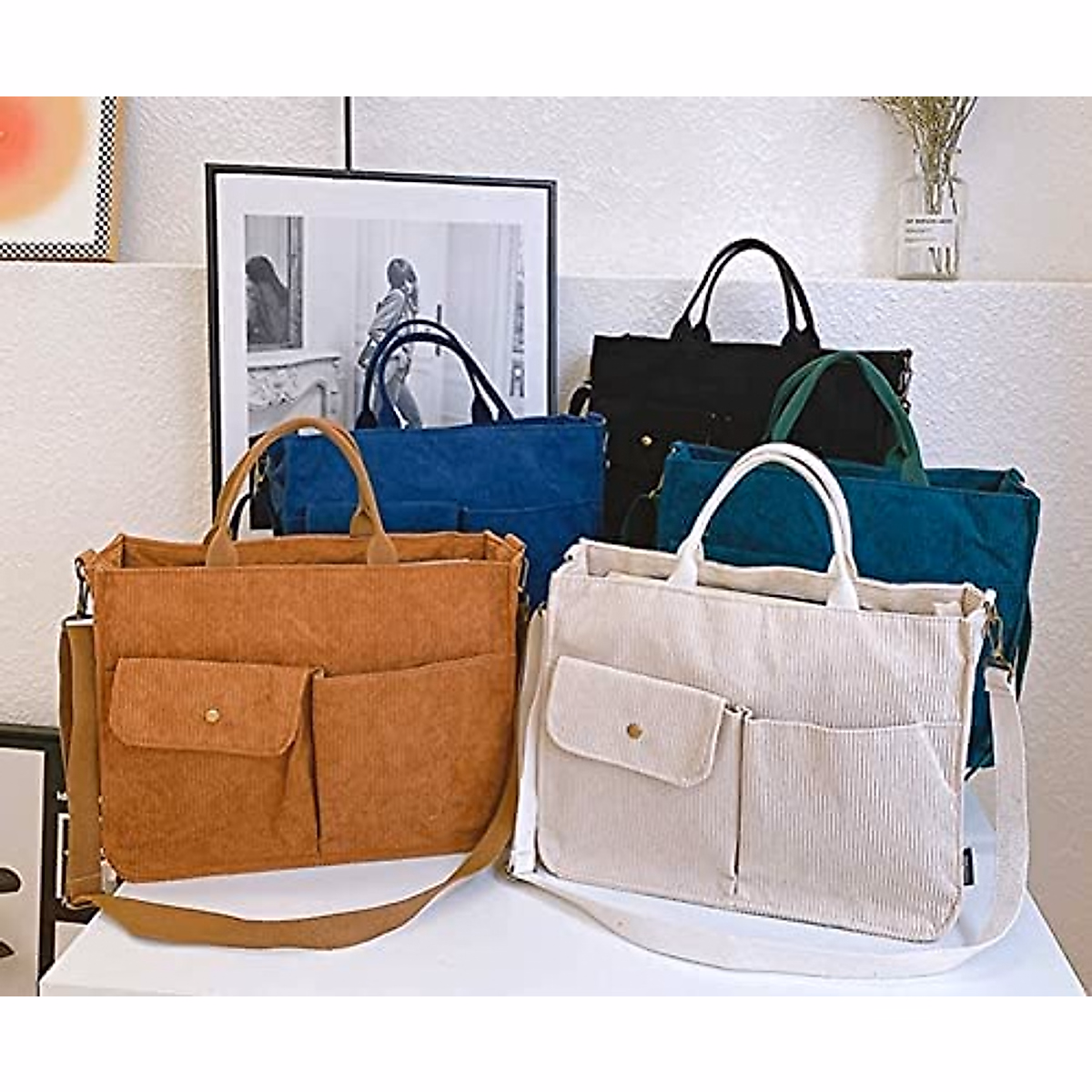 Corduroy Tote Bag Women Messenger Bag Satchel Bag Shoulder Bag Crossbody Bag Large Tote Handbag Cute Hobo Bag 2023