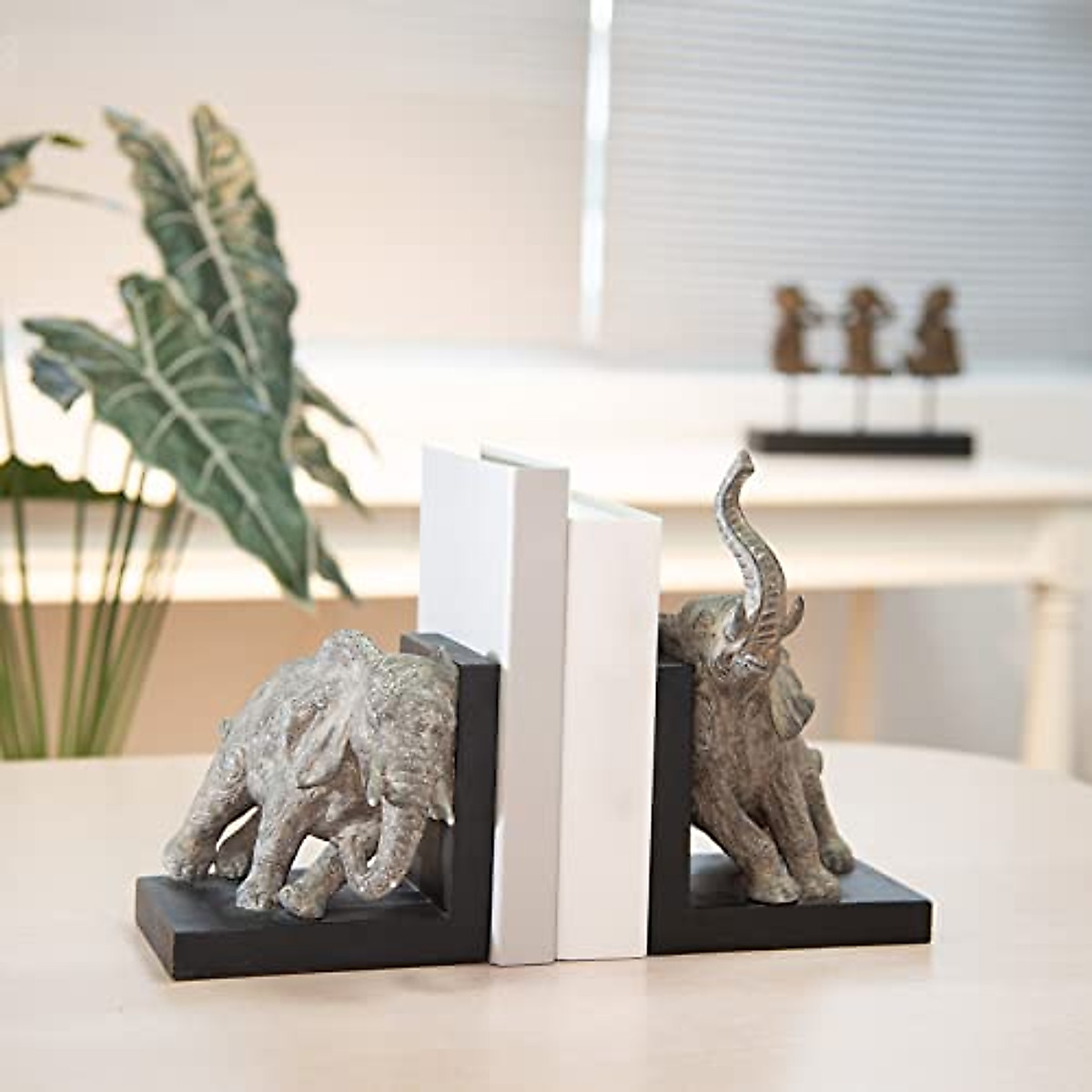 Decorative-Bookends Elephant Book-Ends Heavy Duty - Book Stoppers for Home Office School 5.34 LBS 11.8 * 7.9 * 9.8 Inch Newman House Studio