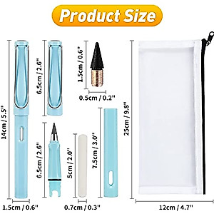 Lyomied 4Pcs Inkless Pencils Eternal, Everlasting Pencil with Eraser, and 4 Replacement Nibs,Unlimited Writing, Reusable Infinity Pencil, NO-Sharpening Pencils for Kids Student Writing Sketch