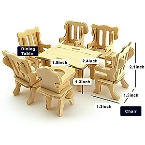 LoveInUSA 3D Wooden Dollhouse Furniture Puzzle DIY House Room Miniature Furniture Sets Puzzle Gift for Kids