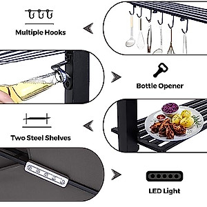 ABCCANOPY Grill Gazebo with Extra Awning - 5'x11' Outdoor Grill Canopy BBQ Gazebo Barbecue Canopy with LED Lights for Backyard, Lawn and Patio (Dark Grey)