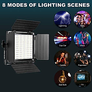 GVM RGB LED Video Light, 800D Studio Light with APP Control Lighting Kit Photography Light 1 Pack with 8 Kinds Scene Lights, 3200-5600K CRI 97 LED Panel Light for YouTube Studio, Video, Portrait