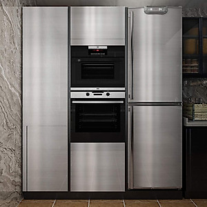 LACHEERY 24x160in Silver Stainless Steel Backsplash Contact Paper Metal Texture Interior Vinyl Film Waterproof Countertop Self Adhesive Laminate Shelf Liner Dishwasher Microwave Fridge Oven Makeover