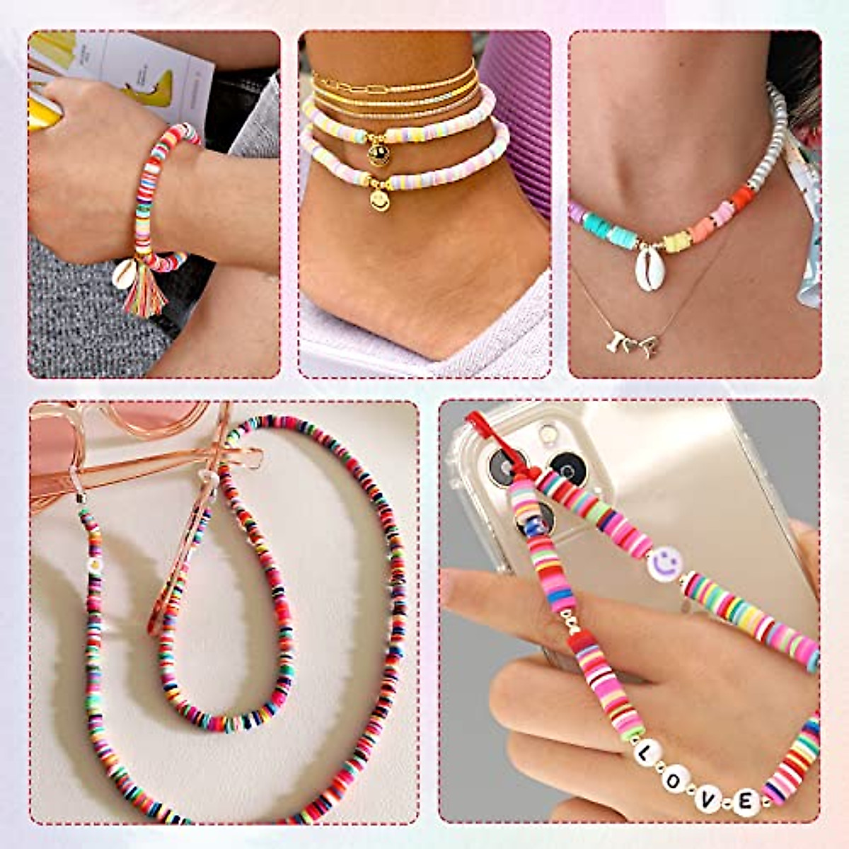 QUEFE 15350pcs, 72 Colors Clay Beads for Bracelet Making Kit, Jewelry Making Kit for Girls 8-12, Polymer Heishi Beads, Letter Beads for Jewelry Making, for Gifts, Crafts, Preppy