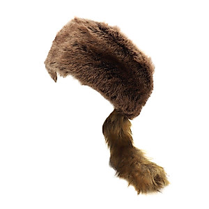 surell - Coonskin Davy Crockett Hat - Plush Soft Faux Fur Crown - Daniel Boone Outdoorsman Adventure Cap - Cabin Décor Raccoon Tail Hat (Brown)