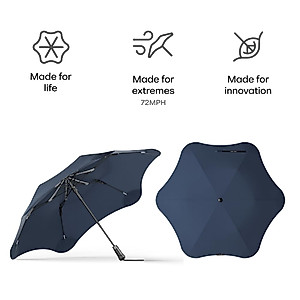 BLUNT Metro Travel Umbrella – 39" Windproof, Compact Umbrella for Wind and Rain, Portable, Heavy Duty, UV Protection - Midnight Navy