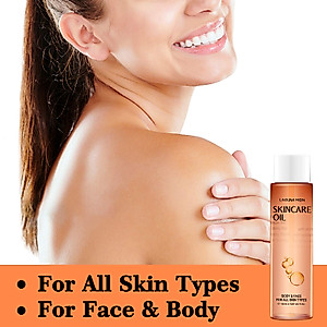 Lagunamoon Skincare Oil for Body & Face & Nails, Used for Scars, Stretch Marks, Natural Ingredients. Vitamin E Oil, Non-Greasy, Fast-Absorption, for All Skin Tpyes, 5.07Oz