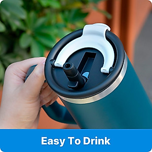 Bluwing 40 oz Tumbler Flip Straw Lid Replacement for Stanley Quencher, Spill Proof Tumbler 40oz Replacement Lid for Stanley Cup(Pink)