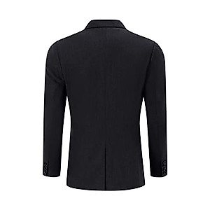 TURETRENDY Men's Casual Sport Coat Lightweight Linen Blazer One Button Business Suit Jackets Stylish Daily Suits Black 3XL