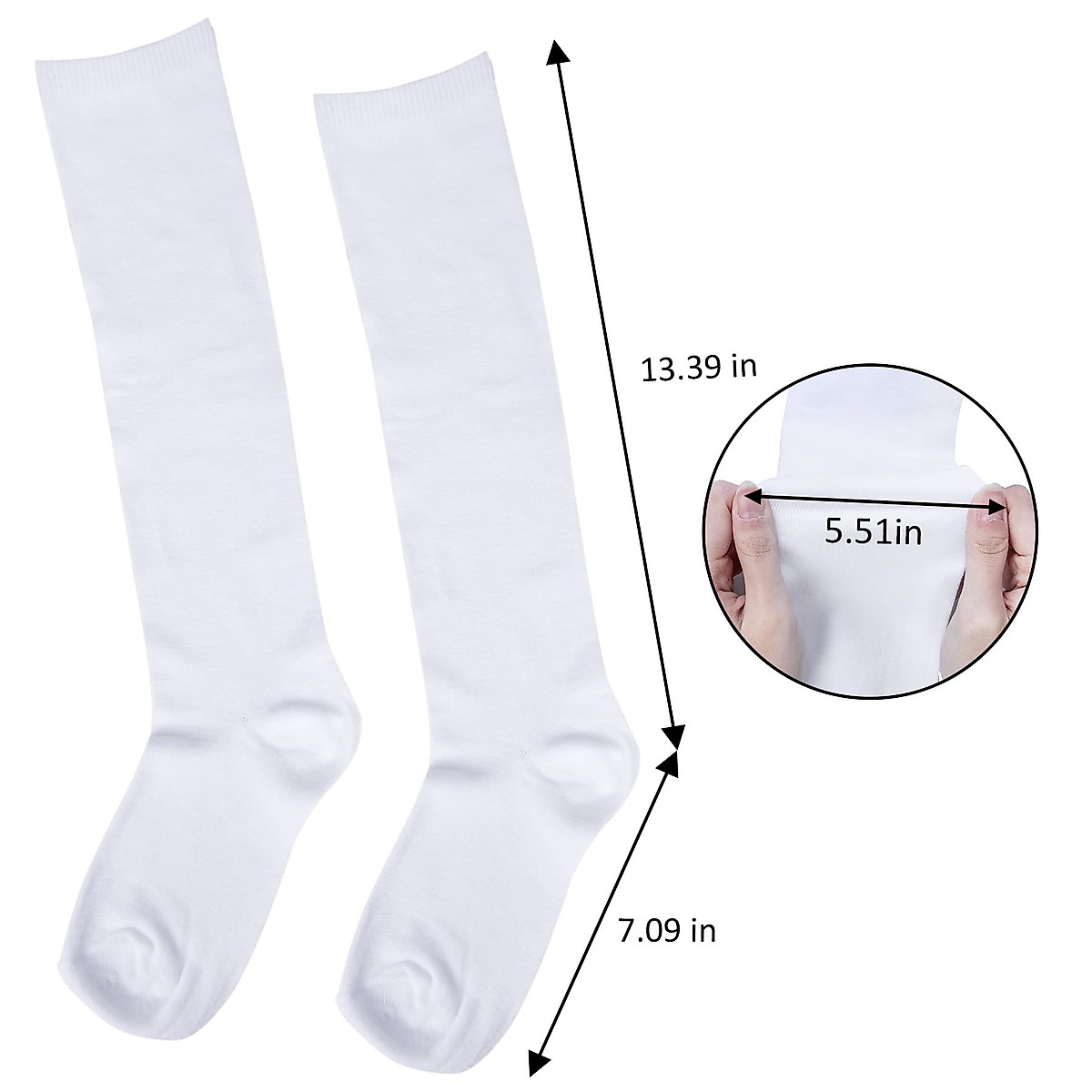 Senker Fashion Women's 4 Pairs Knee High Cotton Solid Knit Socks, White(4 Pairs)