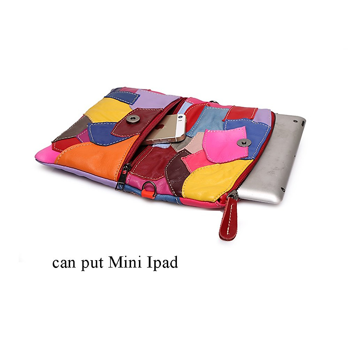 Sibalasi-Women Colorblock Lambskin Leather Multicolor Crossbody Bag Black Handbag Halloween Skull Studded Purse(AMulticolor)