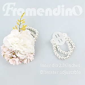 Framendino, 16 Pack Corsage Wristlet Elastic Stretch Faux Pearl Wrist Corsage Bands Elastic Pearl Wristband Wedding Pearl Bracelet for Wedding Party Prom Bride Bridesmaid