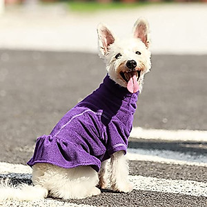 Fitwarm Athleisure Fleece Dog Dresses, Dog Clothes for Small Dogs Girl, Pet Lightweight Turtleneck Sweater, Cat Apparel, Purple, Medium