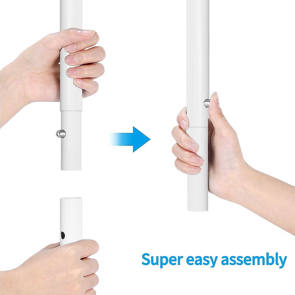 Simple Trending Standard Clothing Garment Rack, Rolling Clothes Organizer with Wheels and Bottom Shelves, Extendable, White