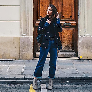 yageyan Womens Winter Snow Boots Warm Fur Lined Winter Water-resistan Ankle Booties Zipper Anti-Slip Combat Boots(Grey7)