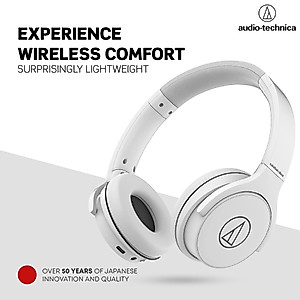 Audio-Technica ATH-S220BTWH Wireless On Ear Headphones, White, Adjustable