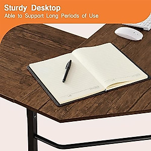 VECELO 66" L Shaped Corner Easy to Assemble Concer Sturdy Home Office Computer Table Larger Gaming Workstation Writing Desk, 66 Inch, Walnut