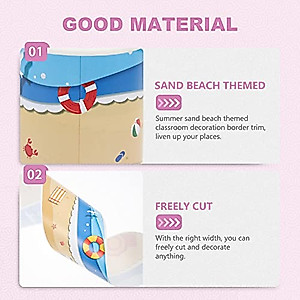 Ciieeo 65Ft Summer Bulletin Board Decorations Summer Beach Classroom Bulletin Board Border Stickers Bulletin Border Rolled Border Trim for Classroom Decor