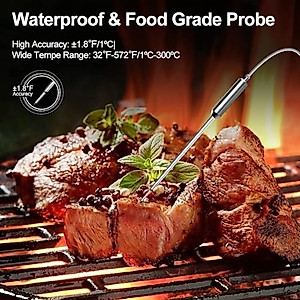 Cloud BBQ 500FT Wireless Meat Thermometer, Smart Rechargeable BBQ Thermometer with Four Probes, Bluetooth Meat Thermometer for Somker, Oven,Grilling, Cooking Turkey Fish Beef (FS-66)