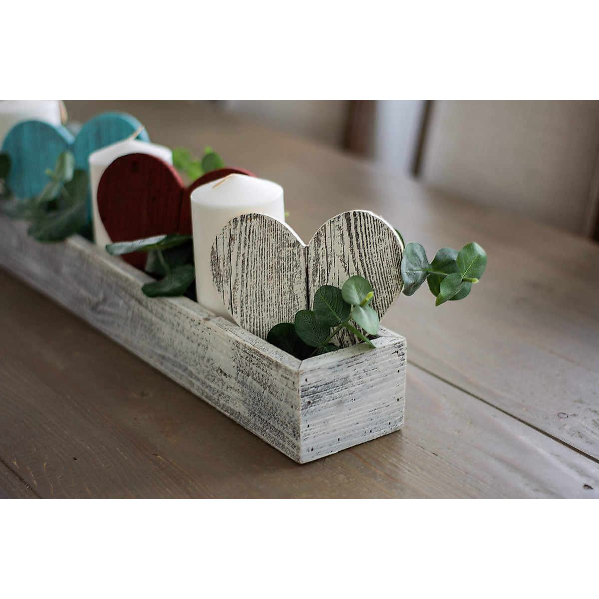 BarnwoodUSA Rustic Centerpiece Barnwood Box | Dining Room Table Decorations for Home Décor | Coffe Table Décor | Planter Box | White Wash | 35.5" L