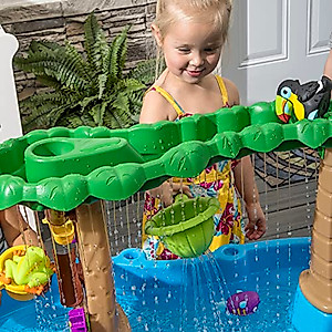 Step2 Tropical Rainforest Water Table | Colorful Kids Water Play Table with 13-Pc Accessory Set, Blue & Green