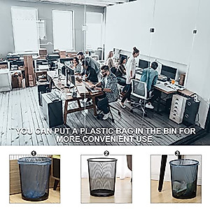 NUOBESTY Black Waste Basket 1pc Mesh Wastebasket Iron Wire Garbage Trash CanWaste Paper Trash Can, Waste Basket, Paper Basket, for Office Home Bedroom Office Toilet Kitchen Round Mesh Waste Bin