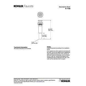 KOHLER DECORATIVE GRID DRAIN W/O OVERFLOW