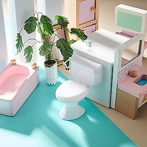 2 Pieces Mini Toilet Seat Toy Doll House Furniture Miniature Classic Bathroom Baby Toilet Toy Tiny Cake Topper Bathroom Furniture Dollhouse Accessories (White)