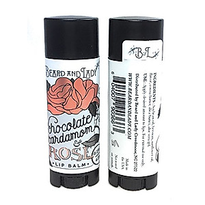 Beard and Lady - Chocolate Cardamom Rose Salve Lip Balm Stick - Black Oval Tube Sticks - 2 Pack of 0.15 fl oz balms